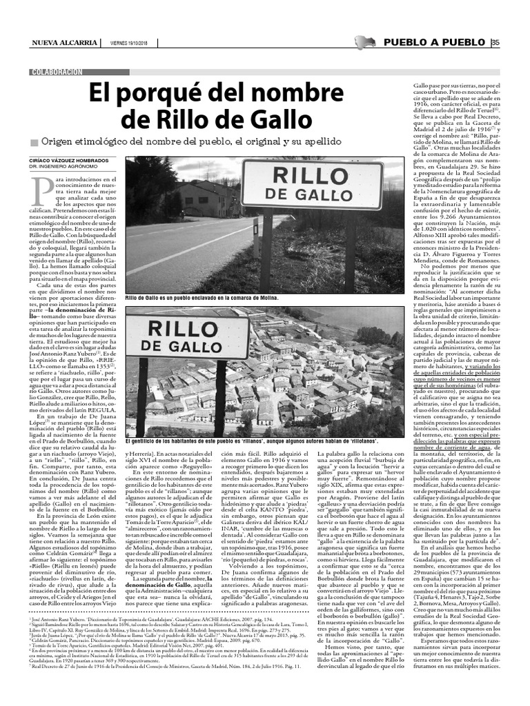 Toponimia Rillo de Gallo | PDF