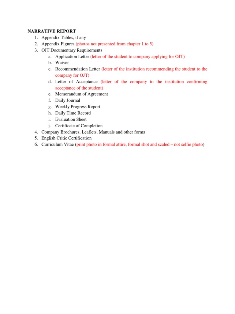 Appendices for Narrative Report Sample | PDF | Business