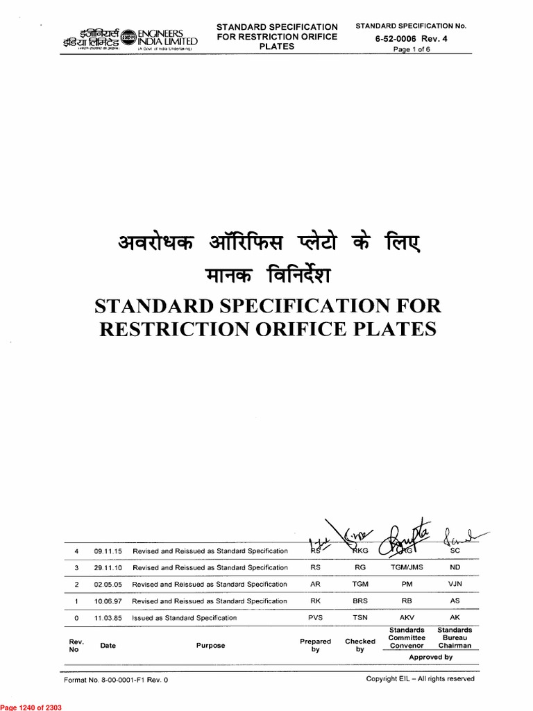 Standard Specification For Restriction Orifice Plates | PDF | Pipe ...