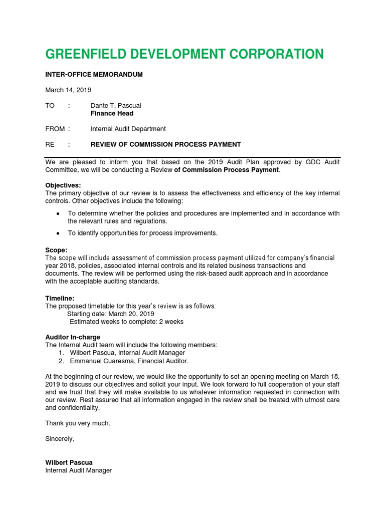Commission Process Payment Review Memo | PDF | Business