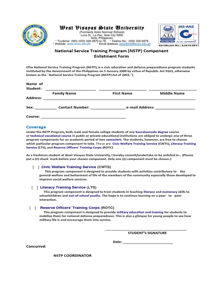 West Visayas State University: National Service Training Program (NSTP ...
