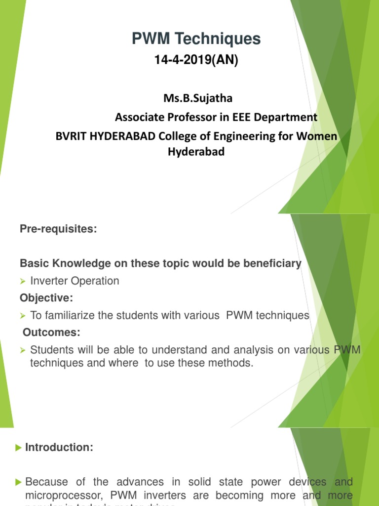 Pwm Techniques Pdf Power Inverter Power Electronics