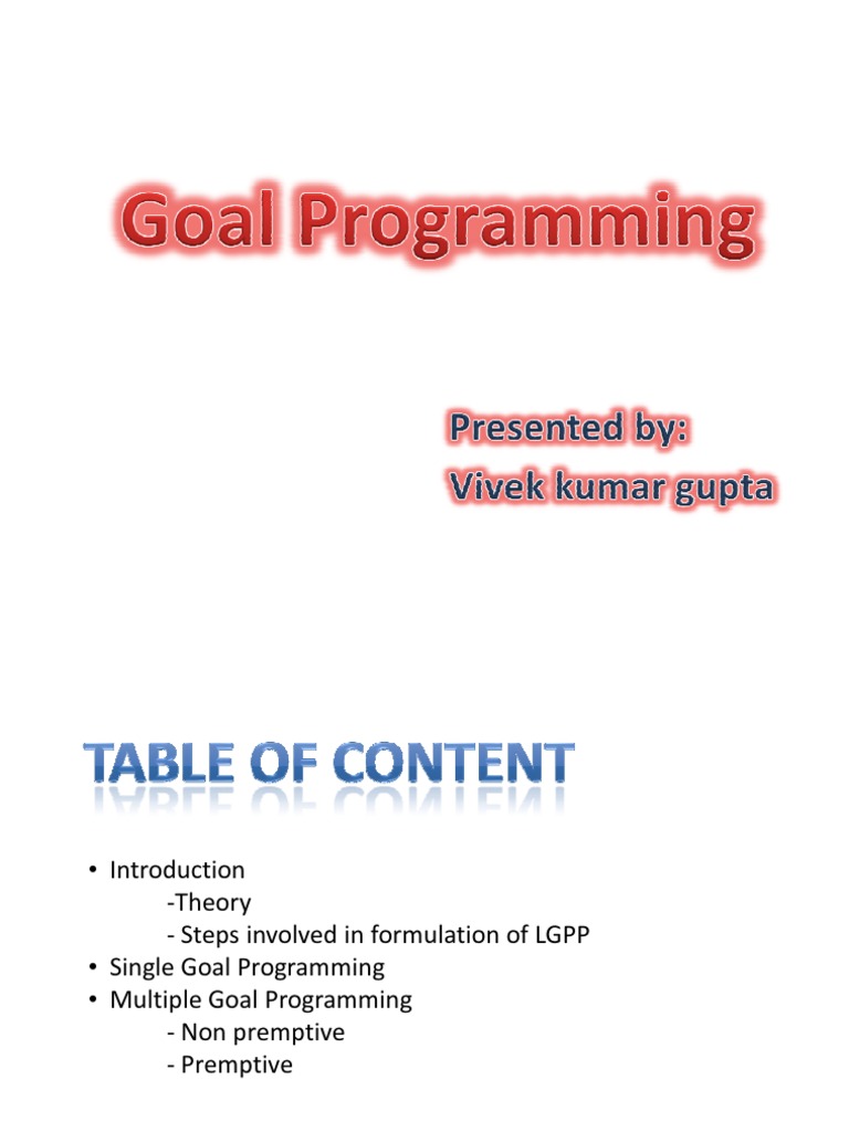 Goal Progrmming | PDF | Linear Programming | Mathematical Optimization