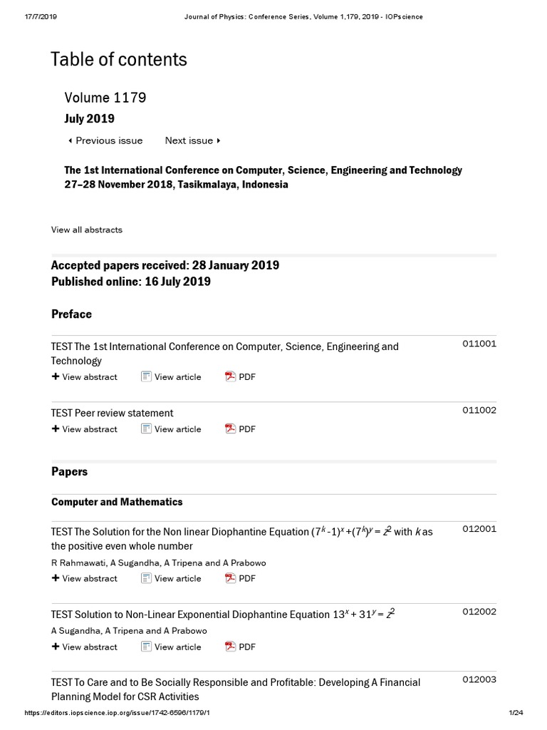 Journal of Physics - Conference Series, Volume 1,179, 2019 - IOPscience ...