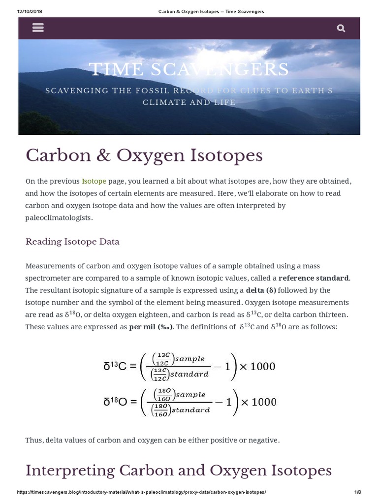 Carbon & Oxygen Isotopes - Time Scavengers | PDF | Oceans | Ice
