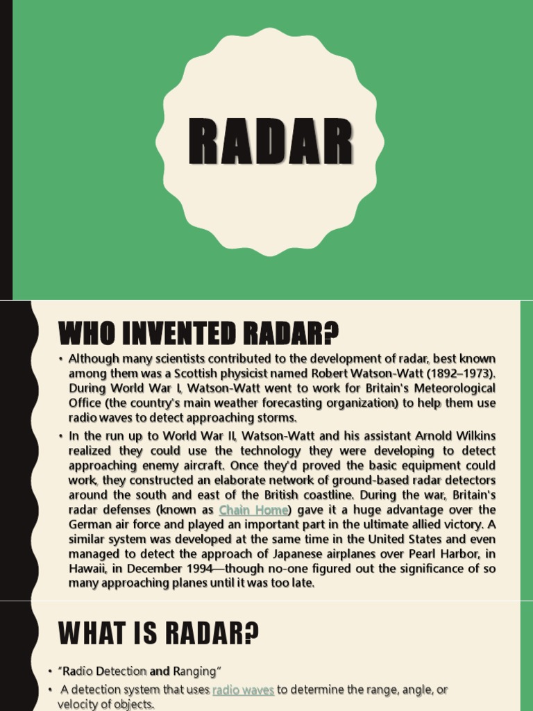 Types of Radar | PDF | Radar | Military Technology