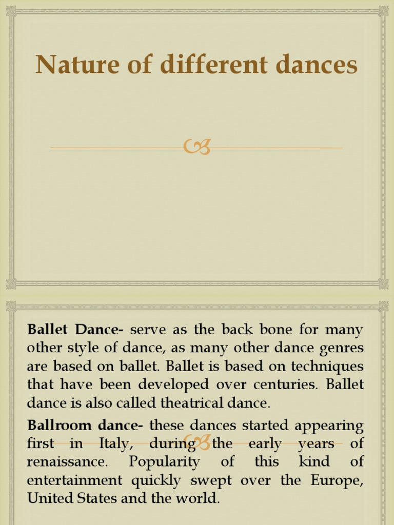 Nature of Different Dances | PDF | Stress (Biology) | Dances