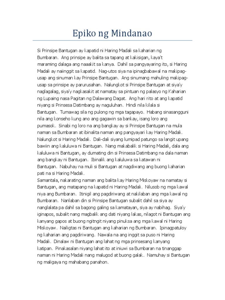 Epiko NG Mindanao | PDF