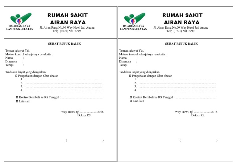Form Surat Rujuk Balik | PDF
