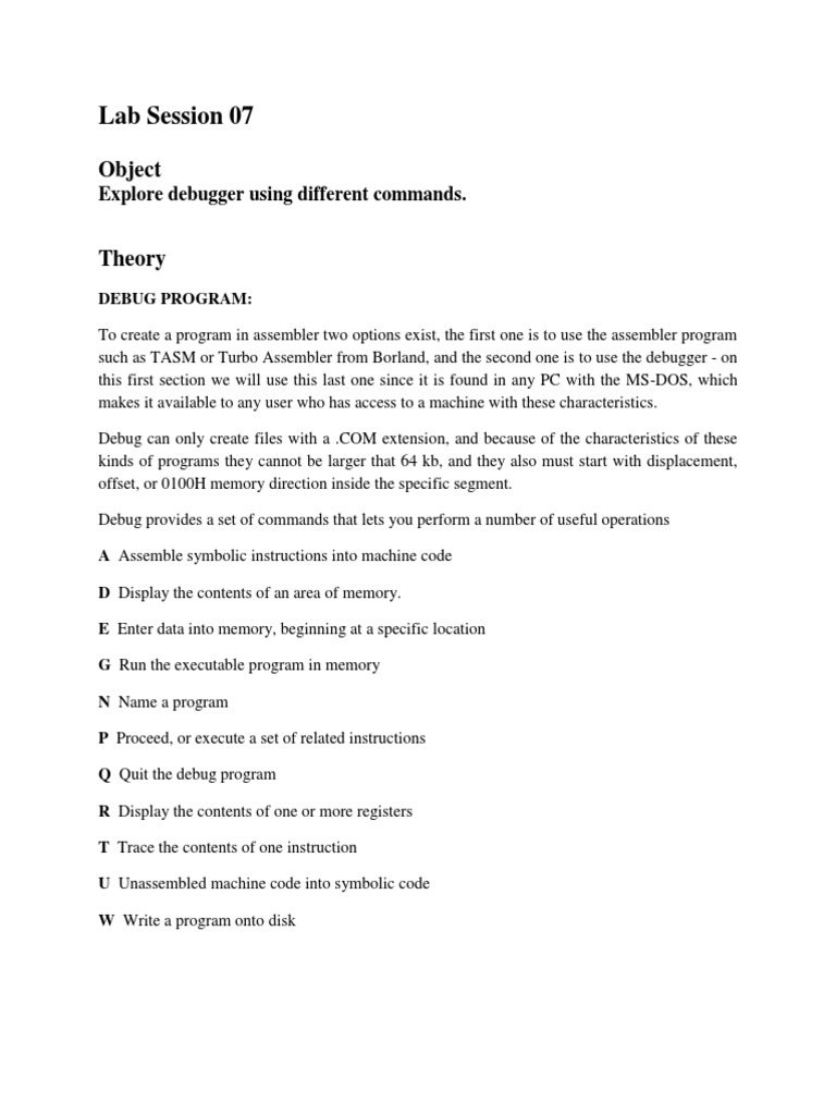 Lab Session 07 Pdf Assembly Language Computer Program 4181