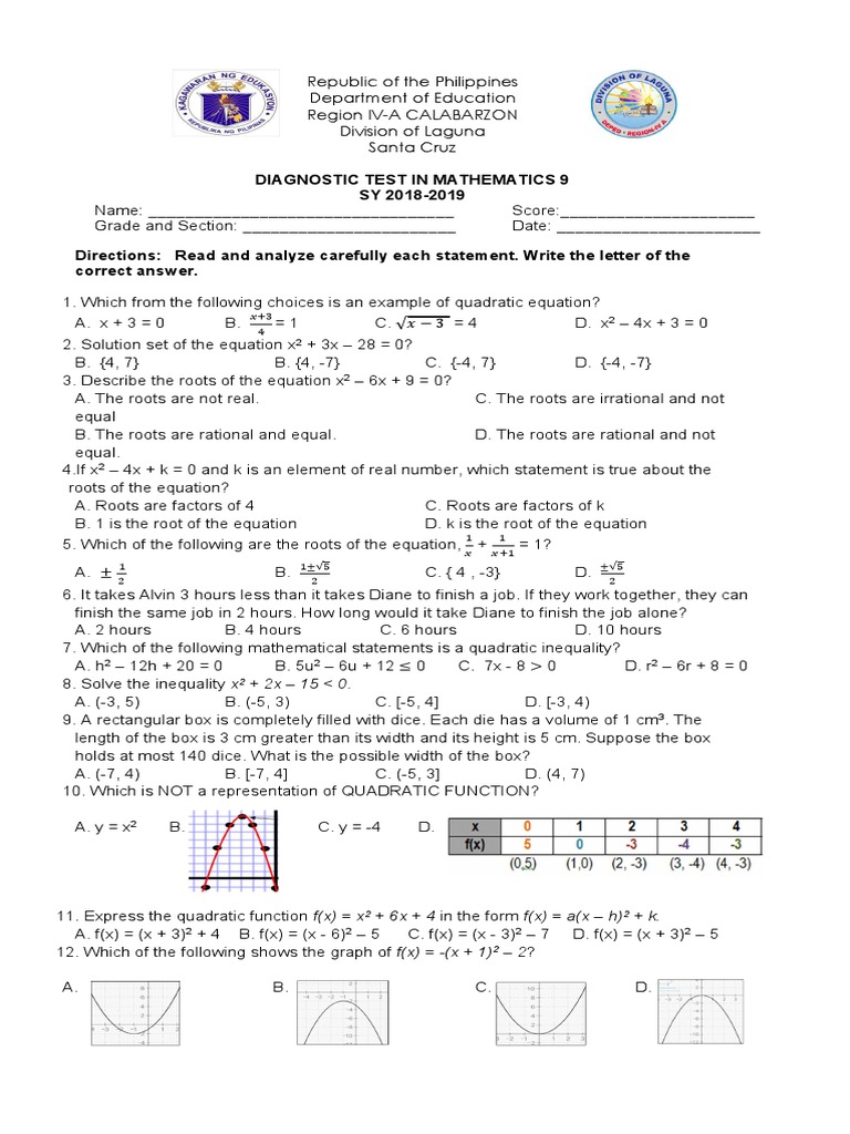 Math 9 DT | PDF | Rectangle | Geometric Shapes