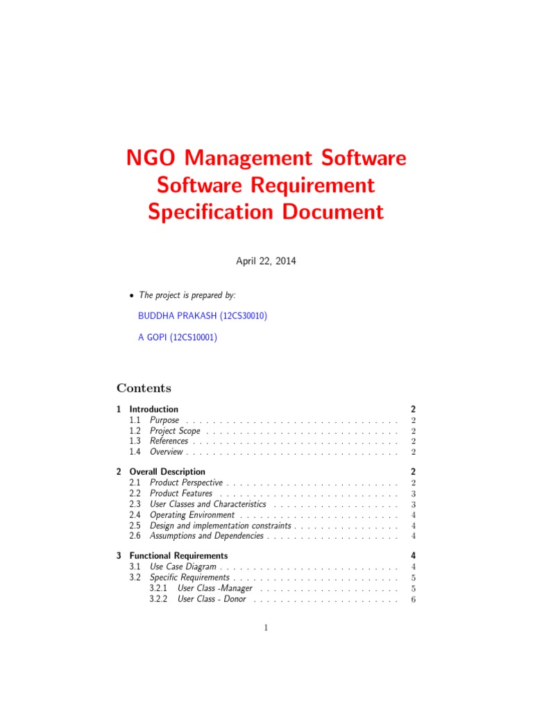 SRS Document NGO Management System PDF | PDF | Databases | Java (Programming Language)