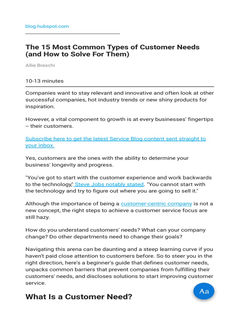The 15 Most Common Types of Customer Needs (And How To Solve For Them ...