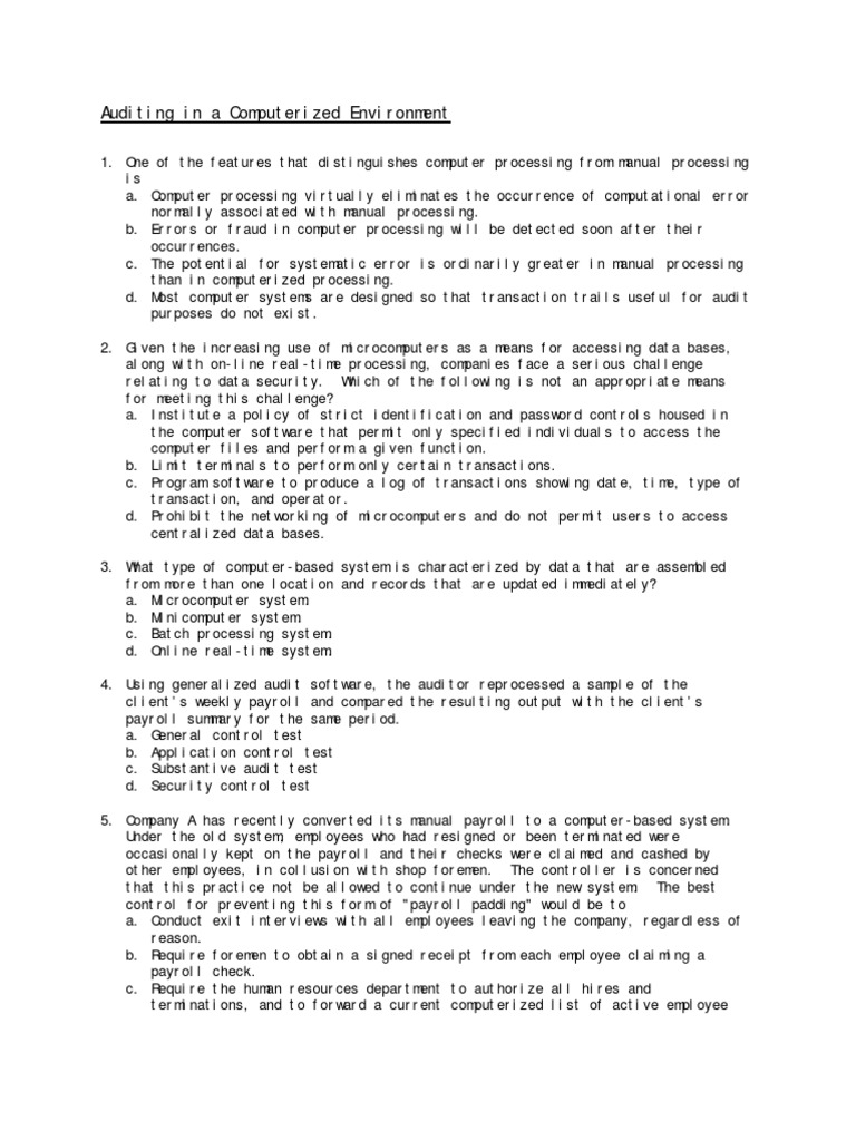 At 7 Auditing in Computerized Environment | PDF | Audit | Computer Program