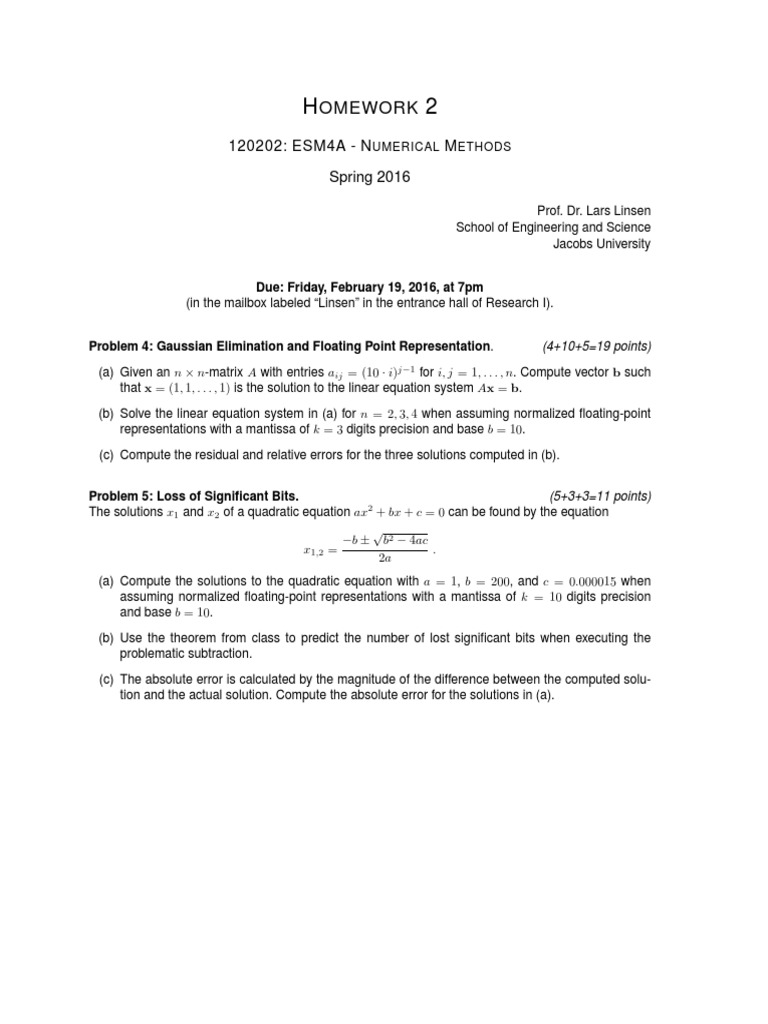 Numerical Methods Homework 2 | PDF | Teaching Methods & Materials