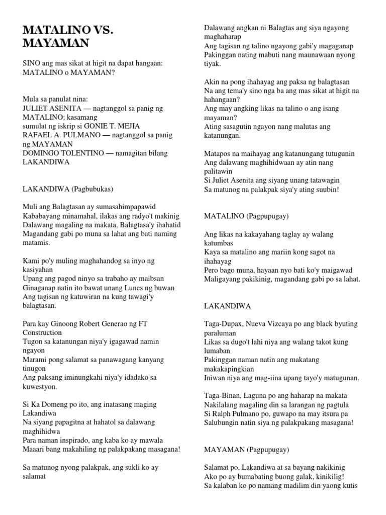 Balagtasan 3 | PDF