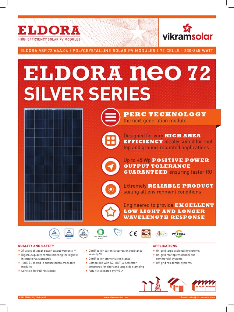 Vikram Panel Datasheet PDF | PDF | Photovoltaic System | Solar Panel