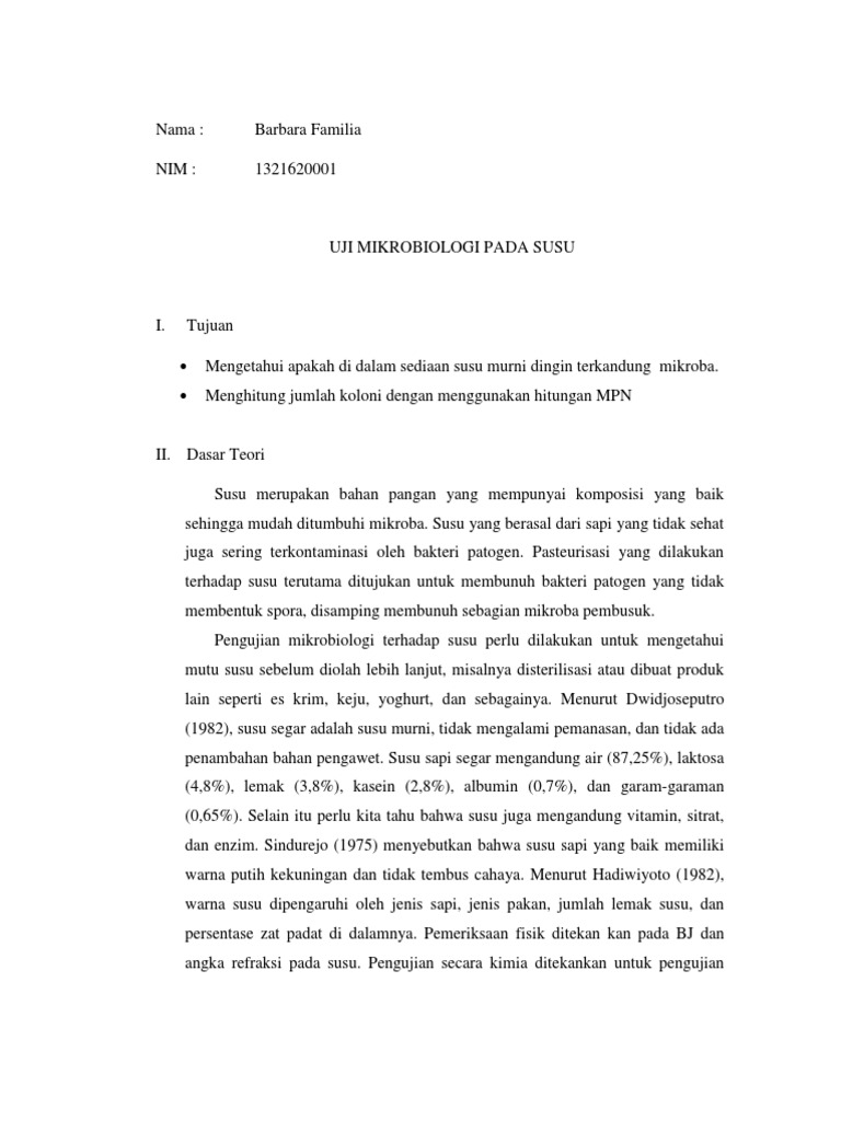 Uji Mikrobiologi Susu | PDF | Kesehatan Holistik