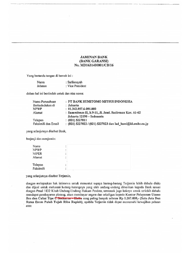 Contoh Bank Garansi-1 | PDF