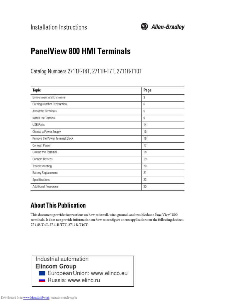 Panelview 800 Hmi Terminals: Installation Instructions | PDF | Electric ...