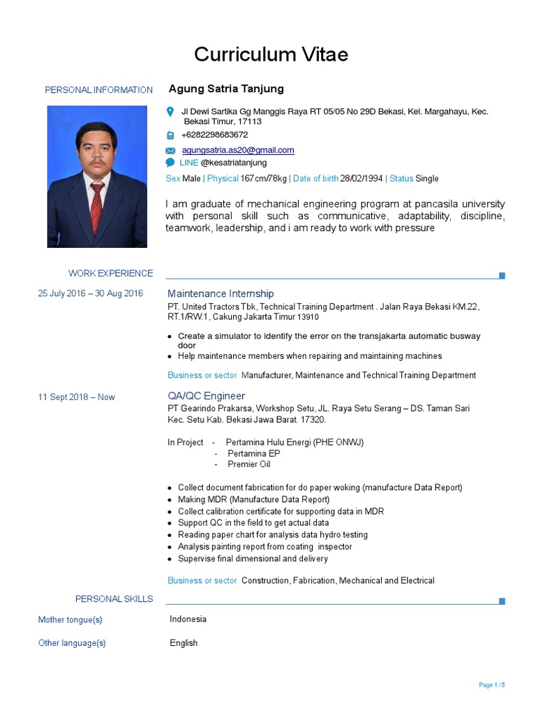 Contoh CV | PDF | Engineering