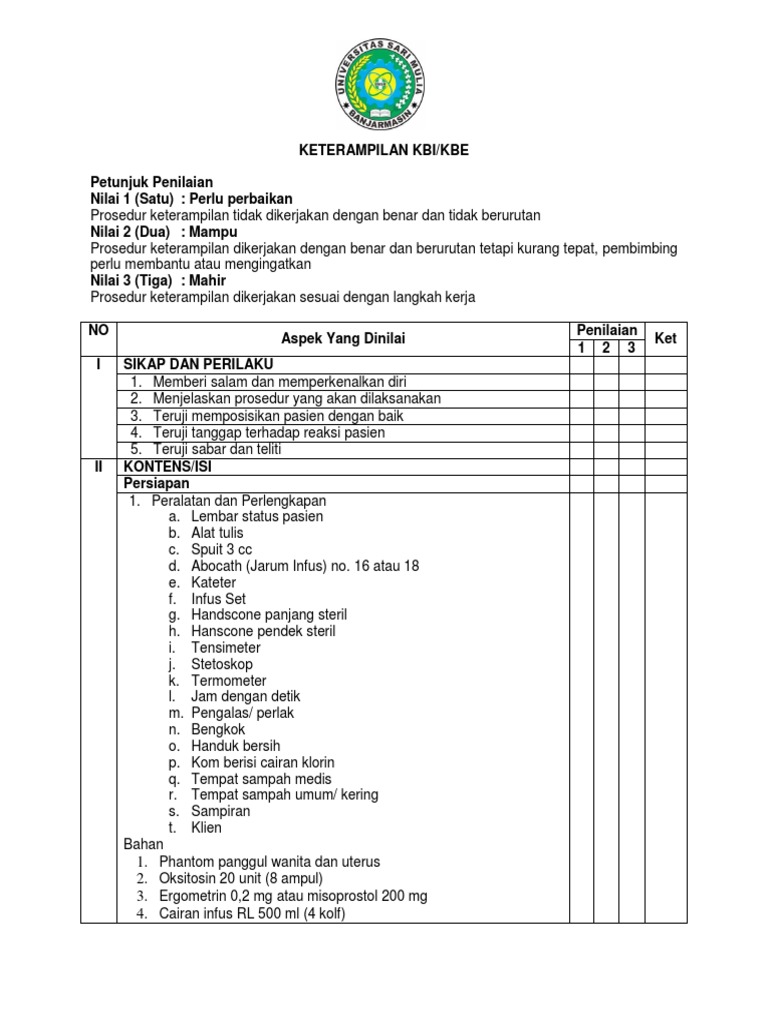 SOP KBI KBE Keperawatan | PDF