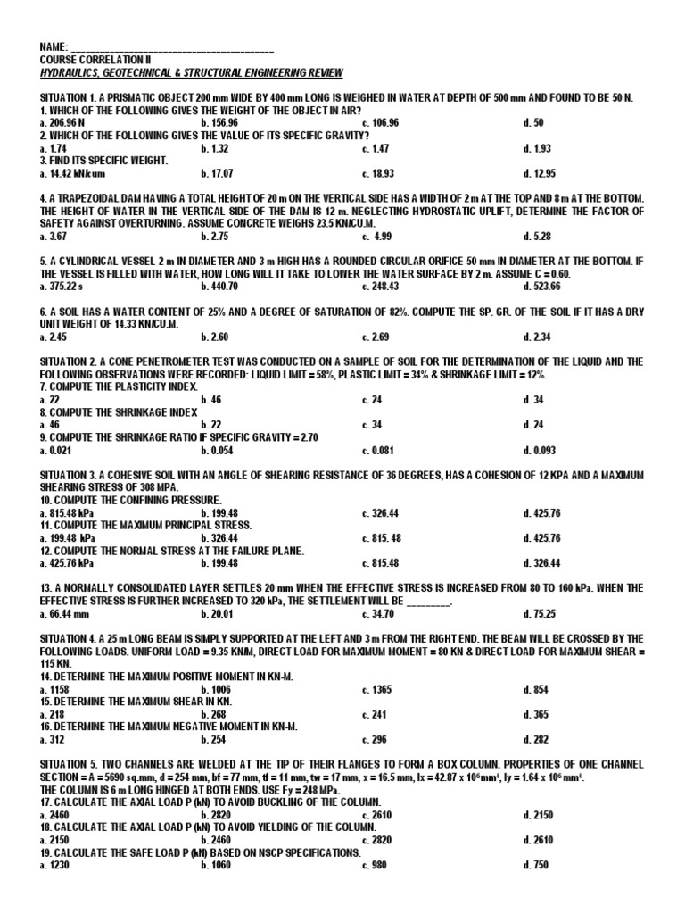 Hydraulics, Geotechnical & Structural Engineering Review | PDF | Stress ...