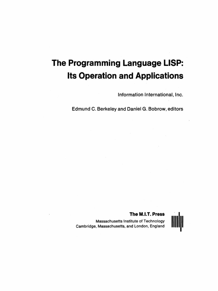 The Programming Language Lisp PDF | PDF | Areas Of Computer Science | Functional Programming