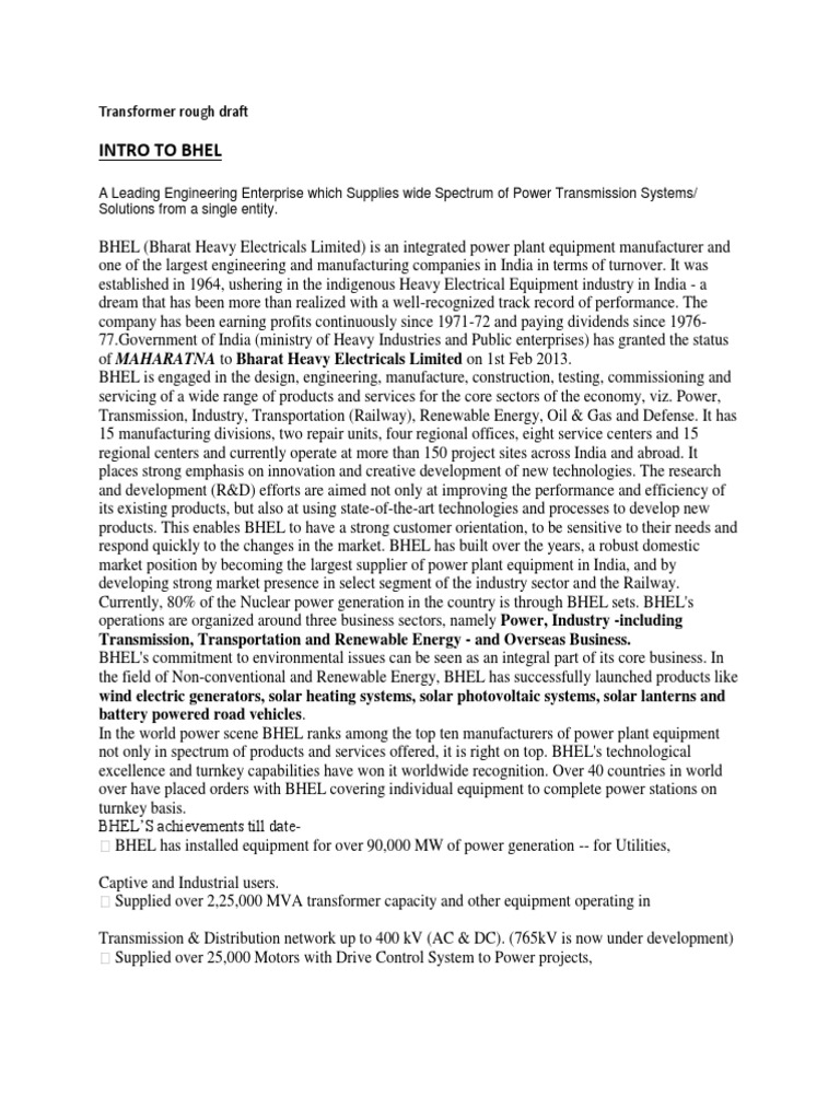Transformer Bhel | PDF | Transformer | Inductor