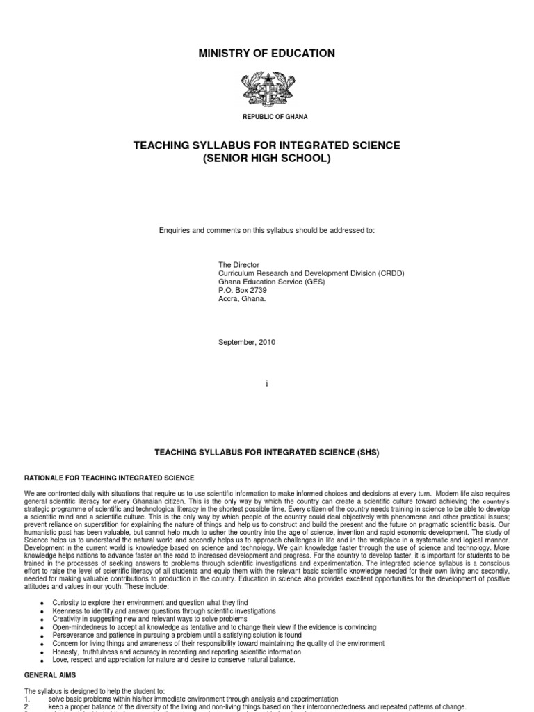 Integrated Science Syllabus PDF | PDF | Experiment | Educational Assessment