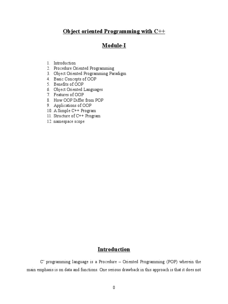 Module1 Oop Notes Pdf Object Oriented Programming Class Computer Programming 