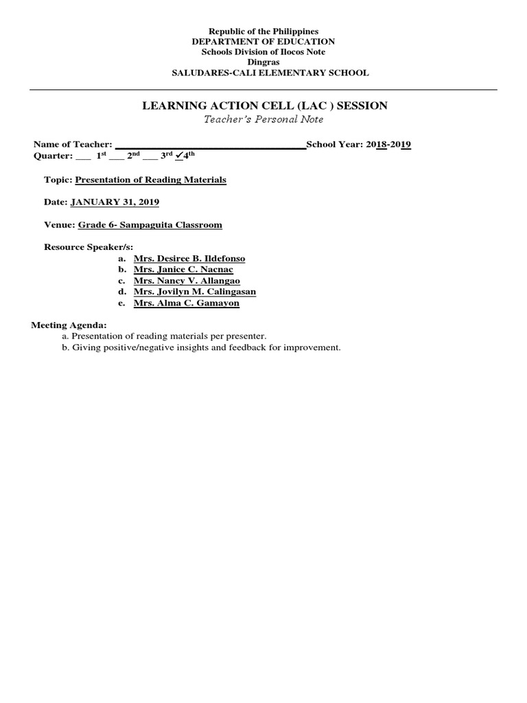 LAC Session Report | PDF