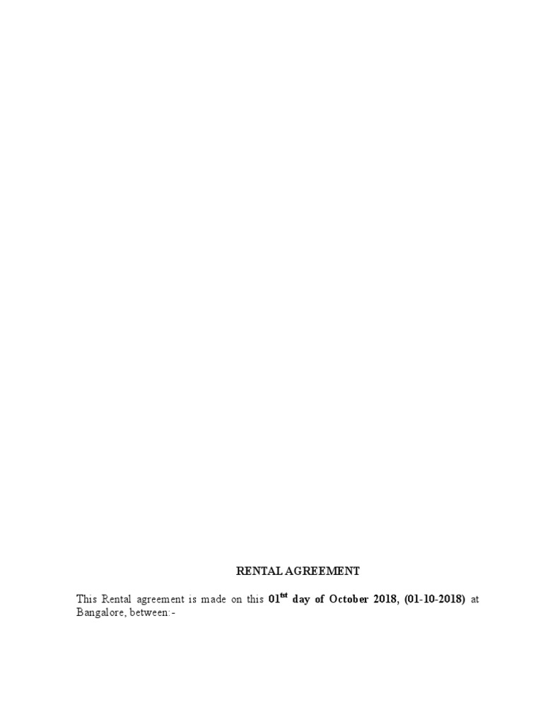 This Rental Agreement Is Made On This 01 Bangalore, Between | PDF ...