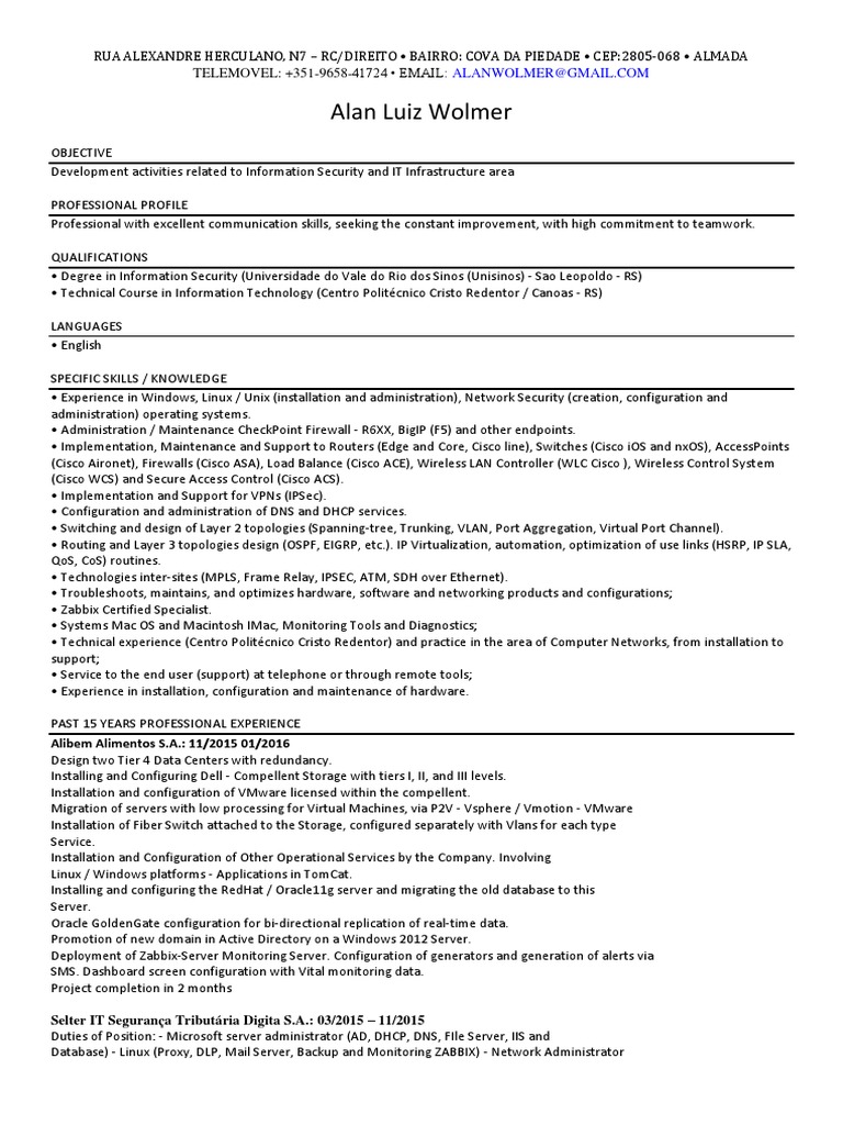 Resume Alan Wolmer Alm 17 PDF | PDF | Network Switch | Computer Network