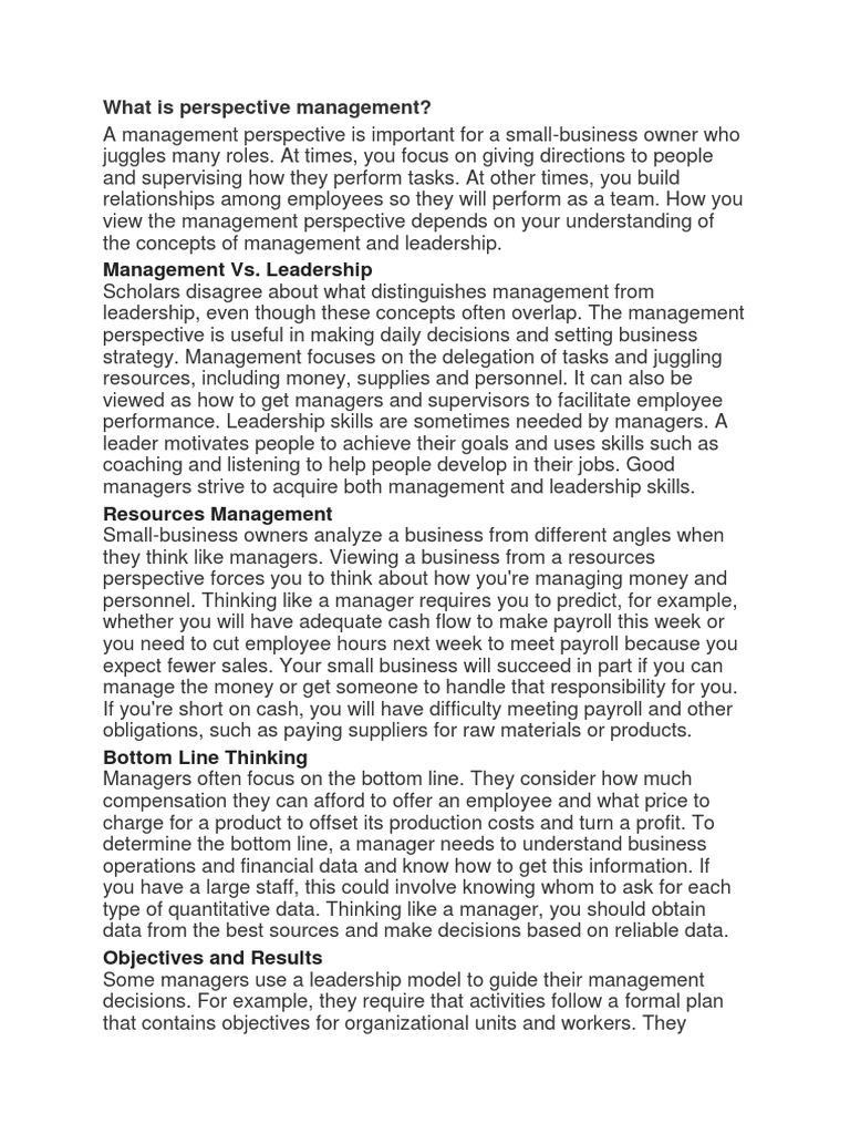 What Is Perspective Management | PDF | Leadership | Data