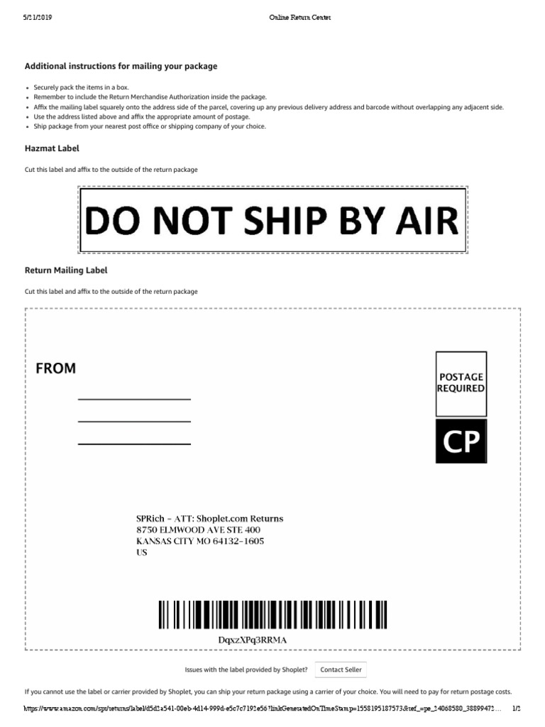 Additional Instructions For Mailing Your Package | PDF | Mail ...