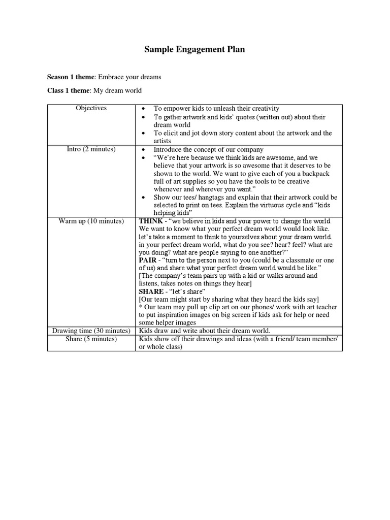 Company - Sample Engagement Plan | PDF