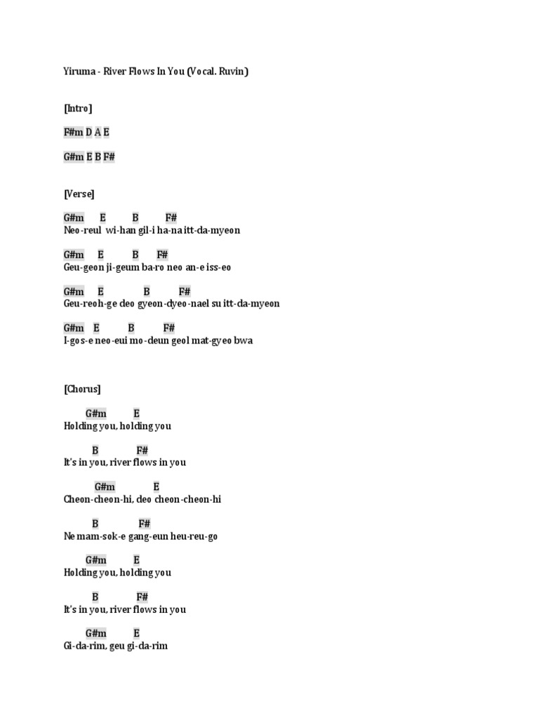 River Flows In You Chords and Lyrics | PDF | Language Arts & Discipline