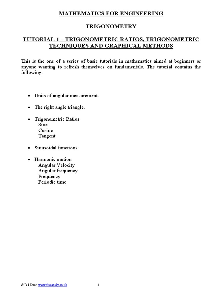 Engineering Trigonometry Part 1 | PDF | Trigonometric Functions | Sine