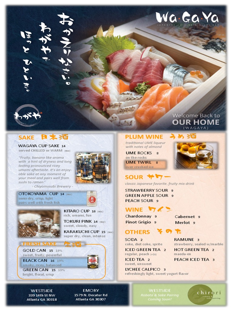 Wagaya Emory Menu | PDF | Sushi | Ale