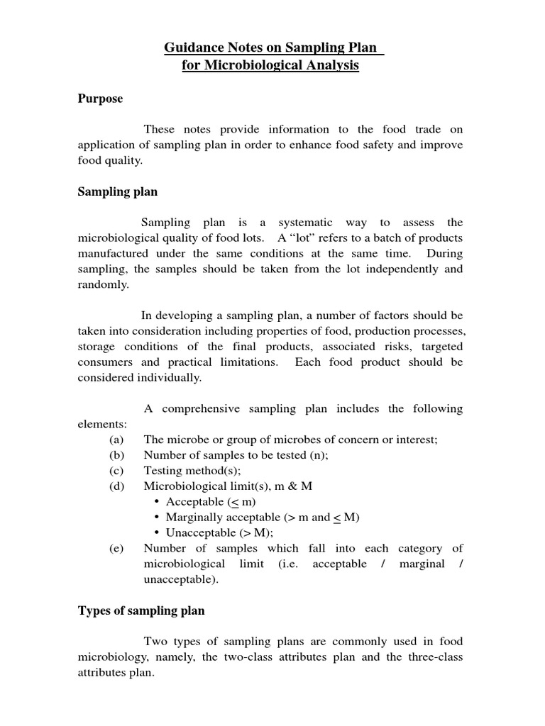 Sample Plan | Download Free PDF | Sampling (Statistics) | Microbiology