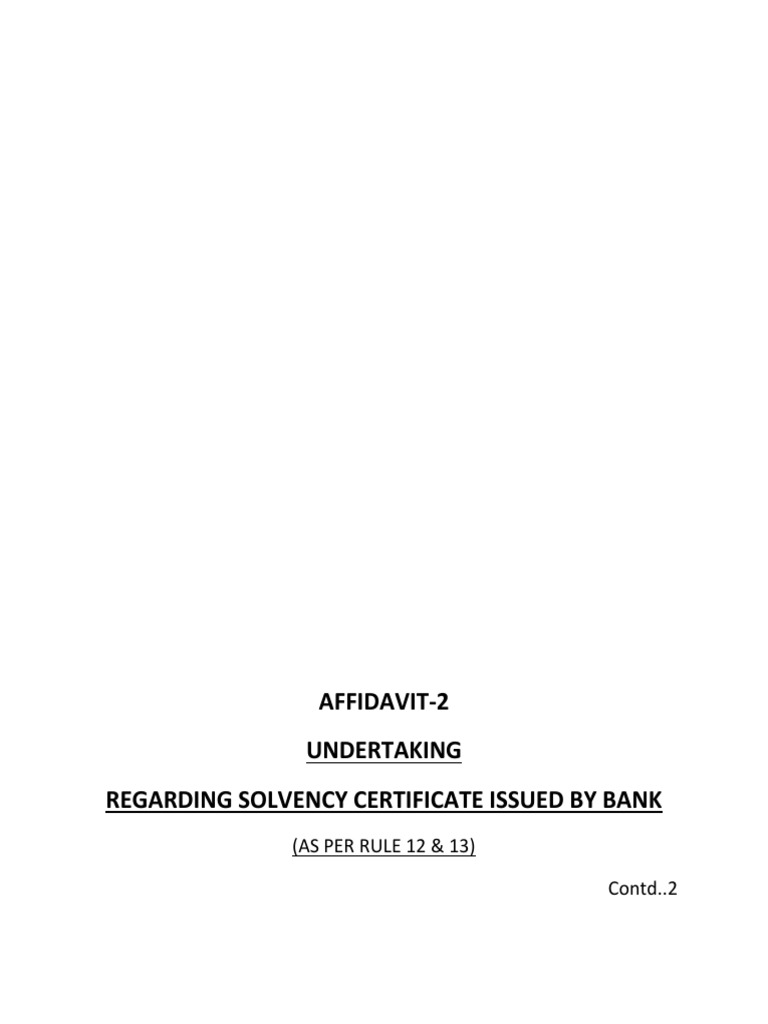 Affidavit-2 Undertaking Regarding Solvency Certificate Issued by Bank ...