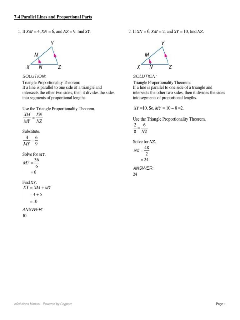 Triangle Proportionality Solutions | PDF | Triangle | Triangle Geometry