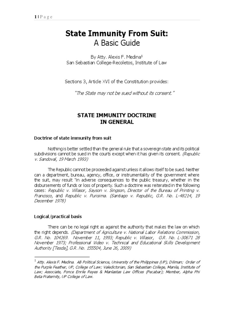 State Immunity From Suit | PDF | Sovereign Immunity | Lawsuit