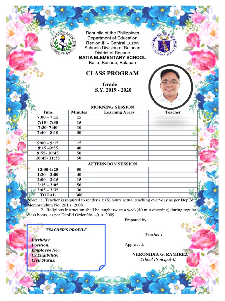 Class Program 2019 2020 | PDF | Teachers | Learning