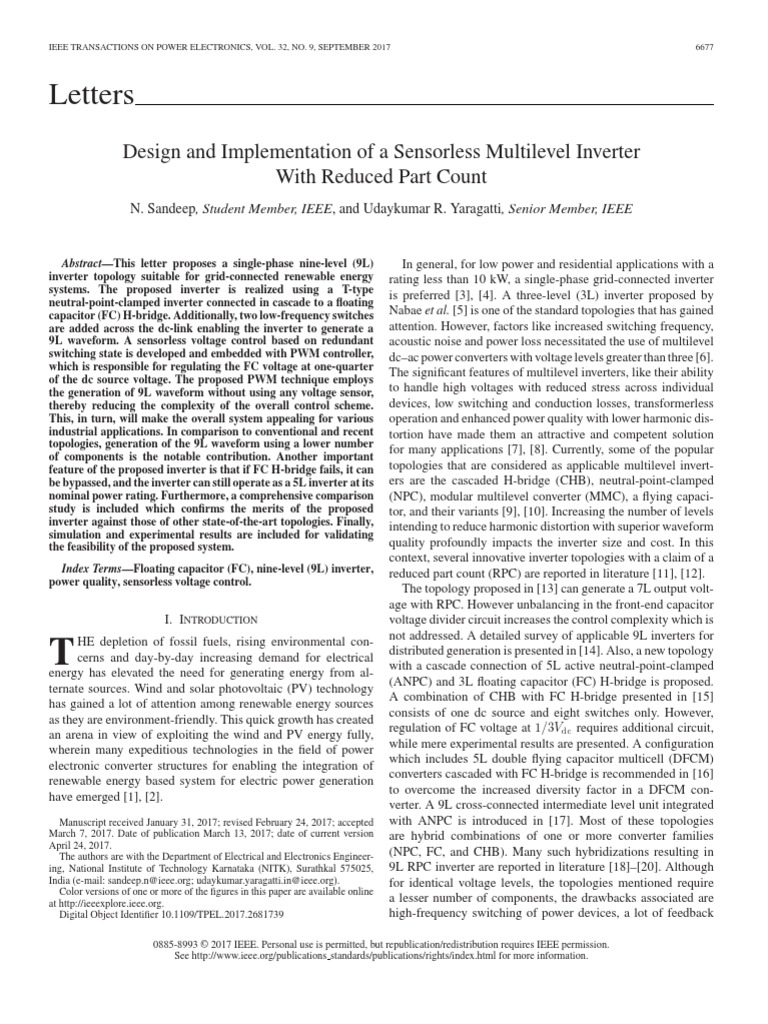 27 Design and Implementation of A Sensorless Multilevel Inverter | PDF | Power Inverter | Power ...