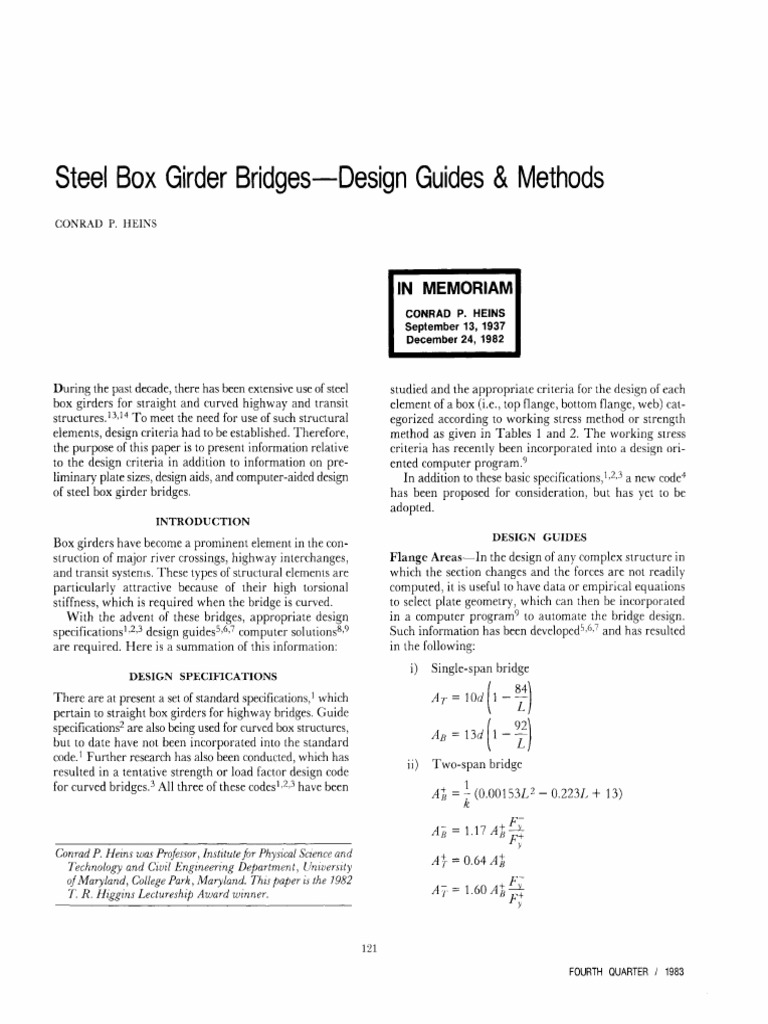 Steel Box Girder Bridges-Design Guides & Methods: in Memoriam | PDF ...