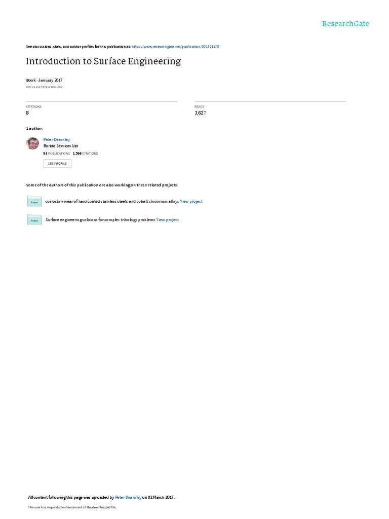 Introduction To Surface Engineering: January 2017 | PDF | Engineering ...