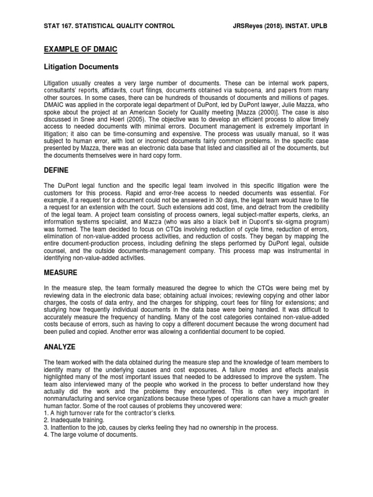 DMAIC Process in Legal Document Management | PDF | Document | Six Sigma