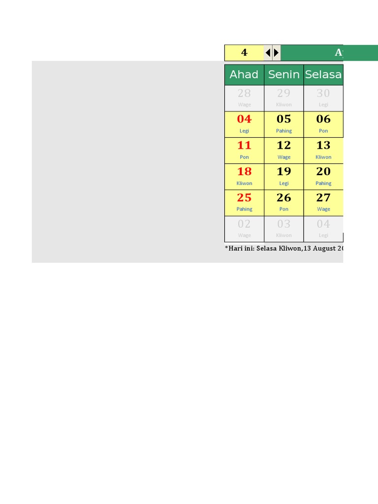 Kalender Abadi Excel | PDF | Indonesia | Java